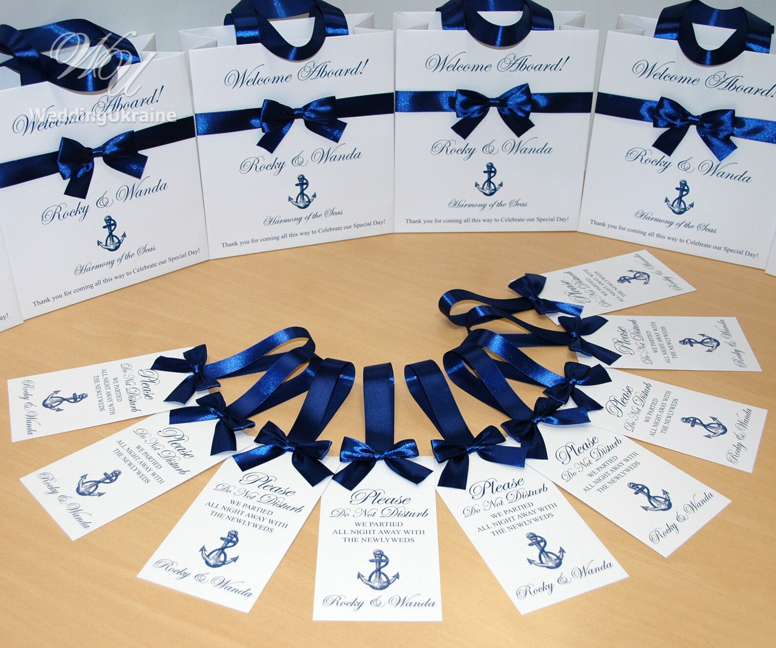 25 Welcome Aboard Wedding Welcome Bags With Satin Ribbon Handles, Bow ...