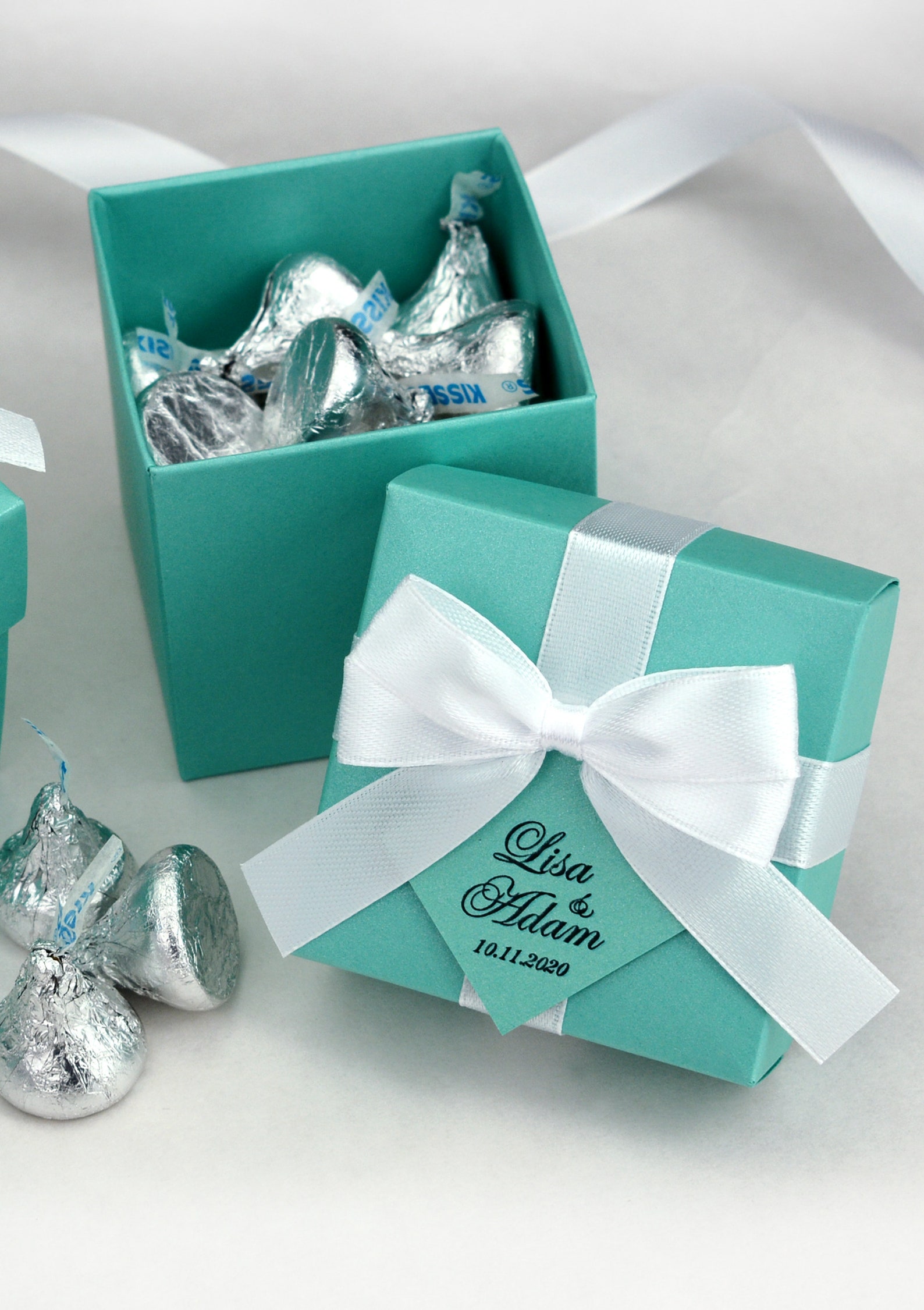 Wedding Favor Boxes With Satin Ribbon Bow and Your Names - Etsy