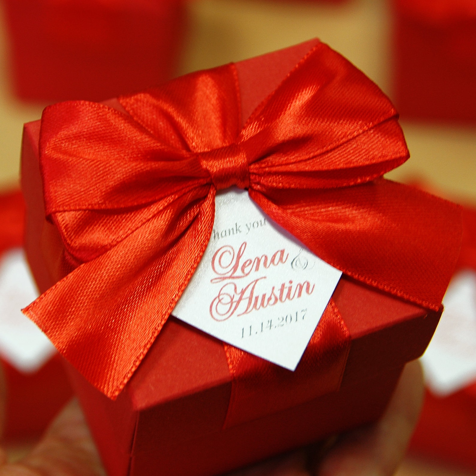 Red Wedding Bonbonniere Wedding Favor Box With Satin Ribbon - Etsy