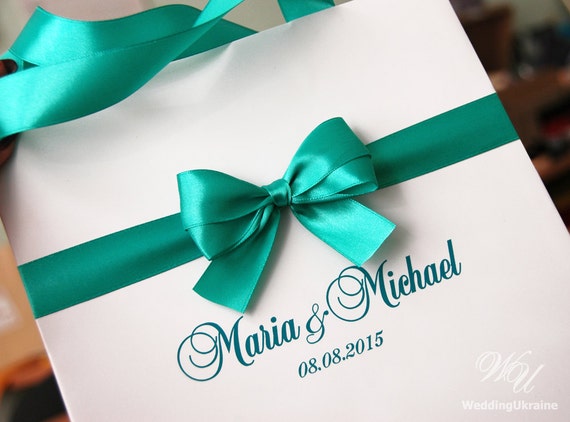 Elegant Custom Wedding Welcome Bags with Mint satin ribbon | Etsy