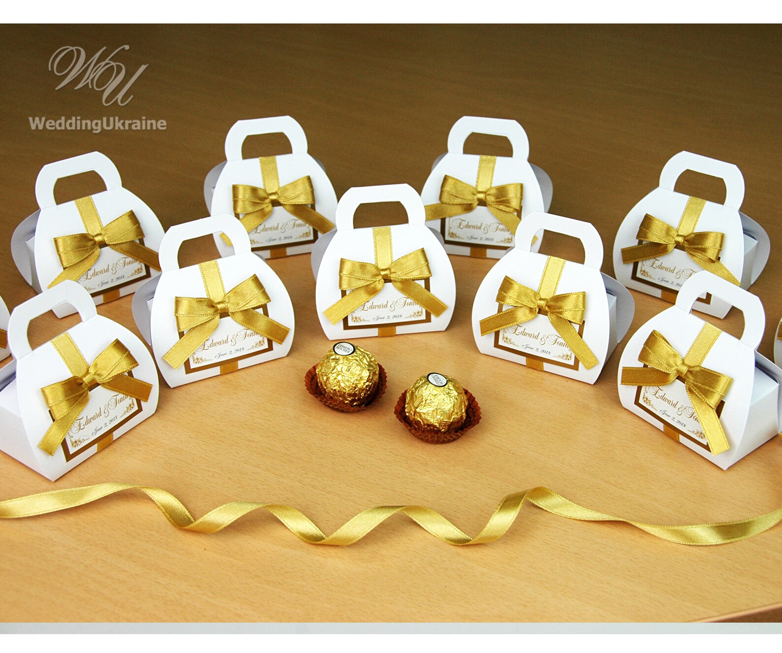 Personalized Gold Wedding Bonbonniere Elegant Favor Candy Boxes With ...