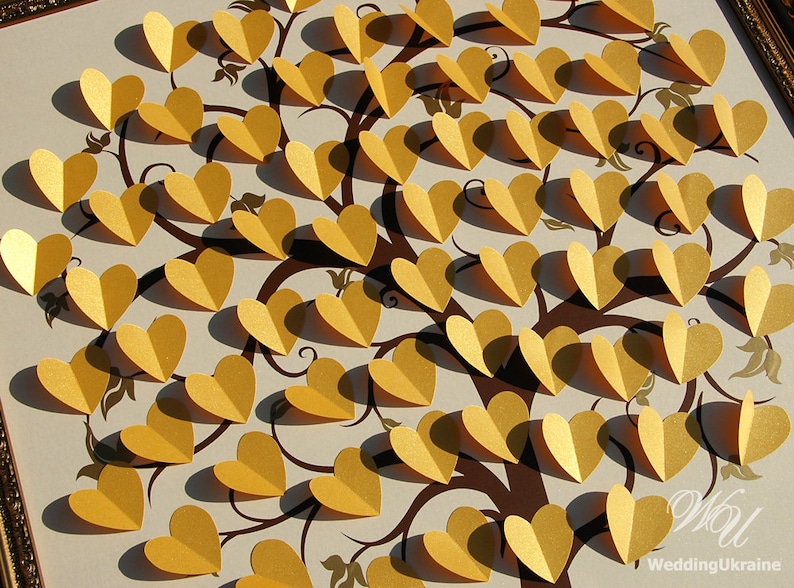 Gold Wedding Guest Book Ideas Personalized Wedding Tree - Etsy