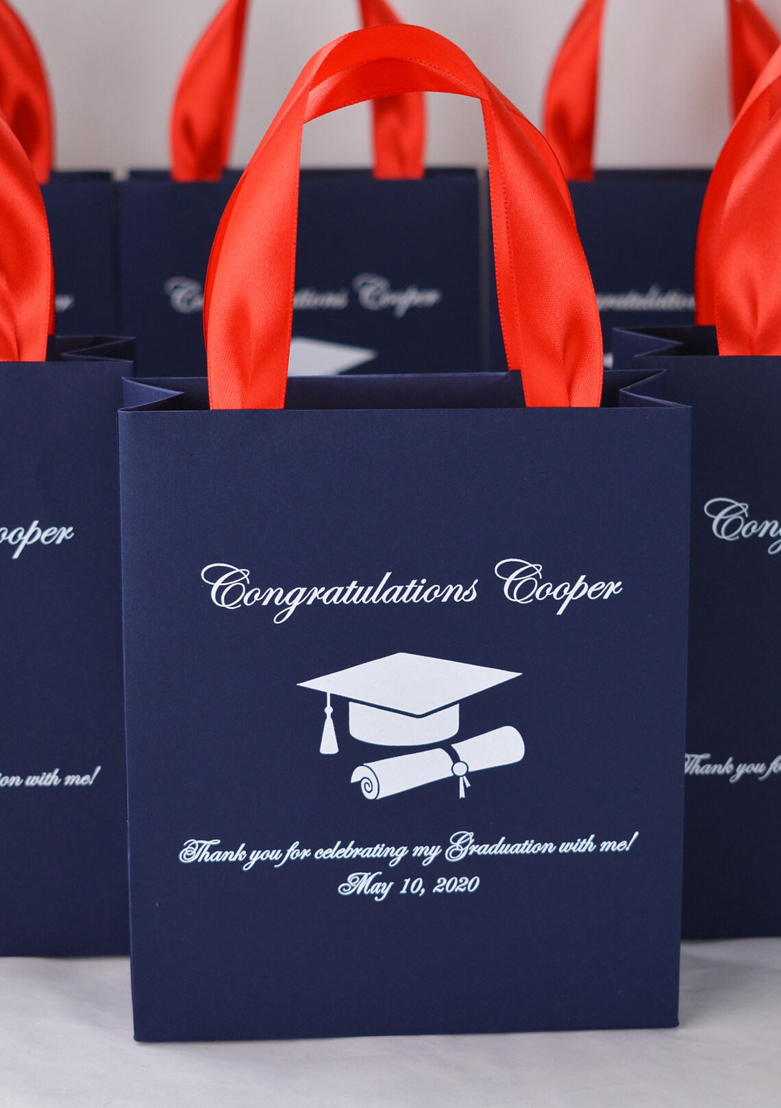 20 Graduation Celebration Bags With Satin Ribbon Handles and | Etsy