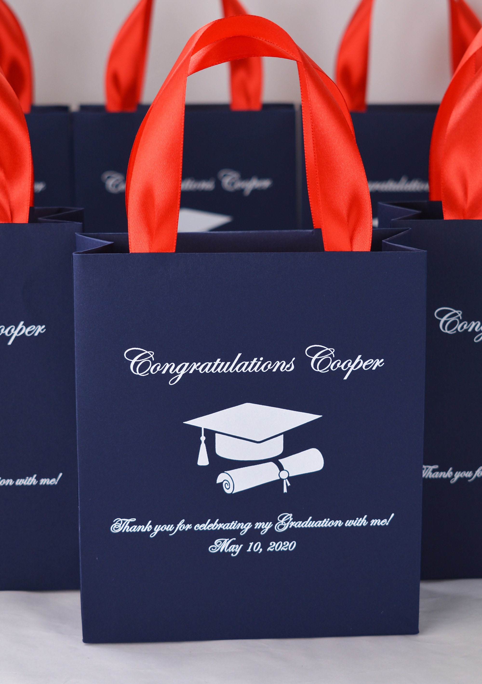 20 Graduation Celebration Bags With Satin Ribbon Handles and | Etsy