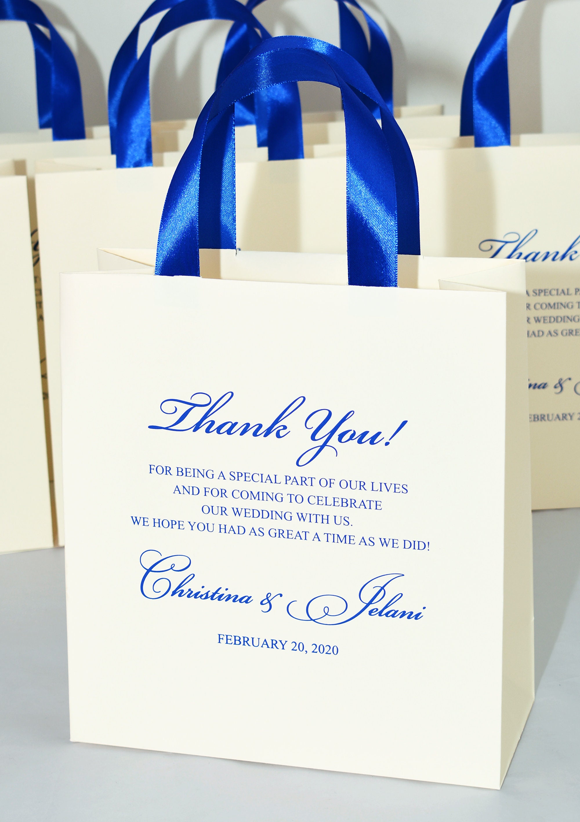 25 Wedding Welcome Bags With Satin Ribbon Handles and Your - Etsy