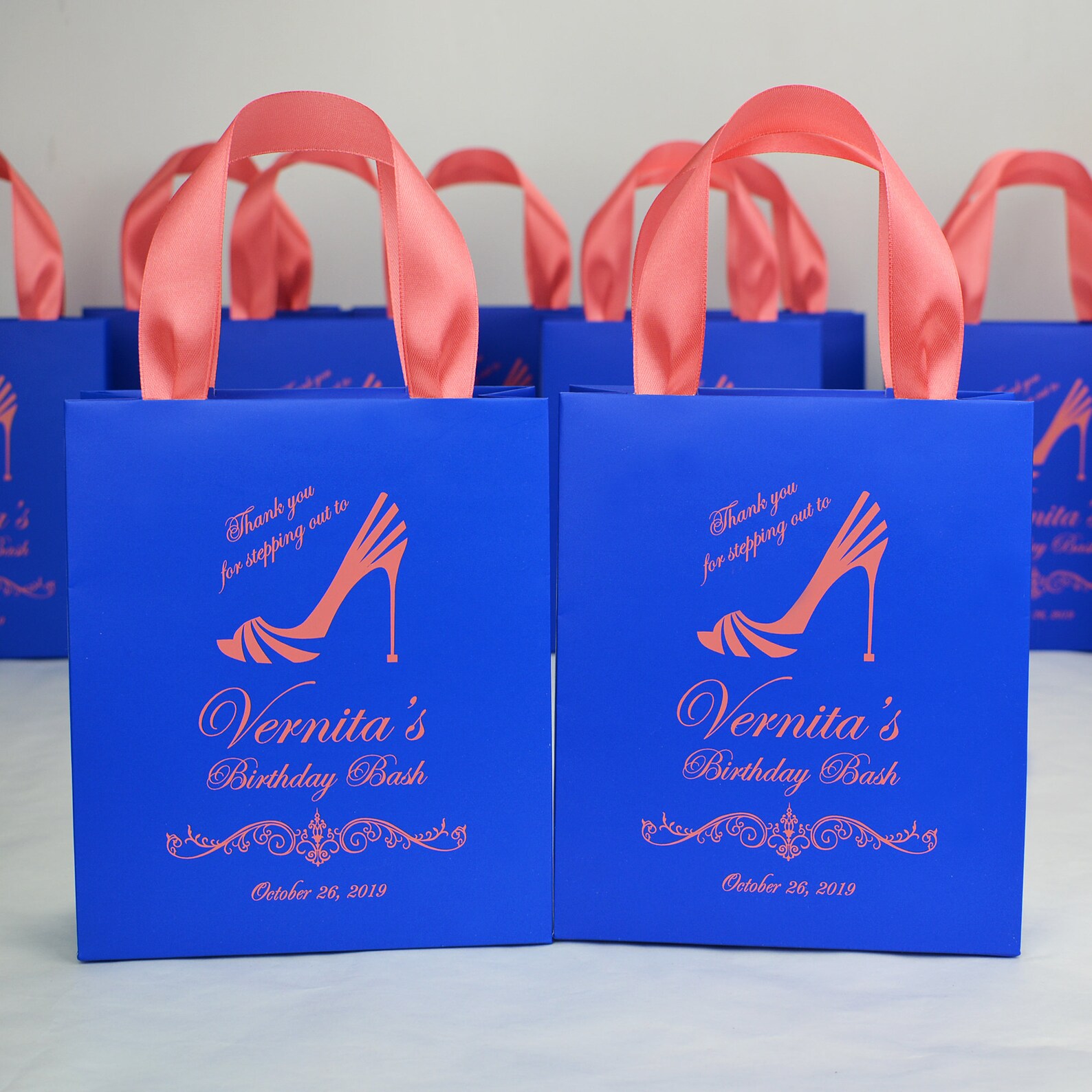 25 Elegant Birthday Party Favor Bags With Satin Ribbon Handles and Your ...