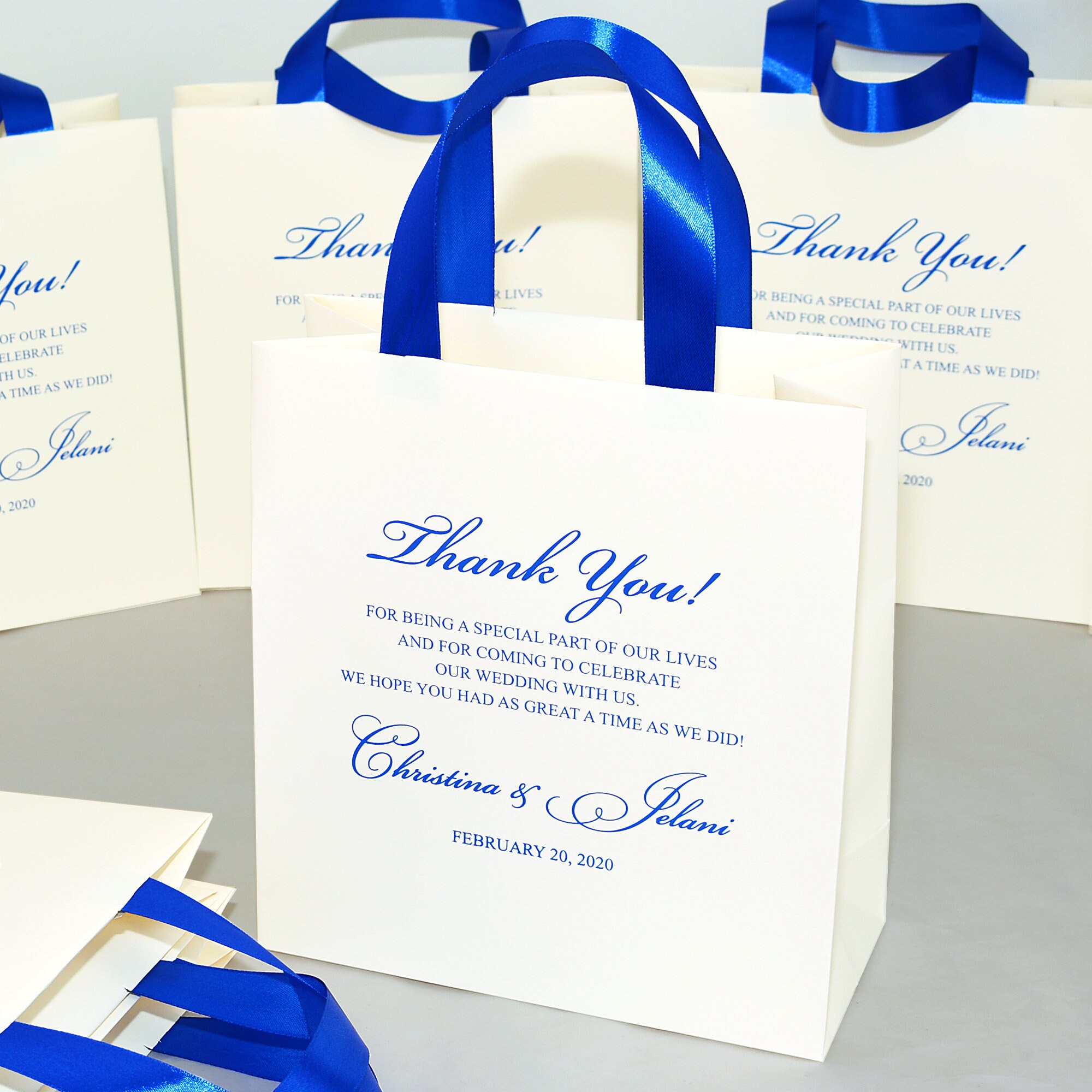 25 Wedding Welcome Bags With Satin Ribbon Handles and Your - Etsy