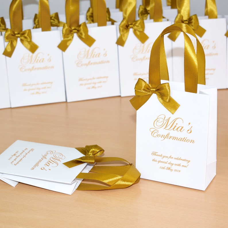 25 Confirmation Gift Bags With Satin Ribbon Handles, Bow and Custom ...