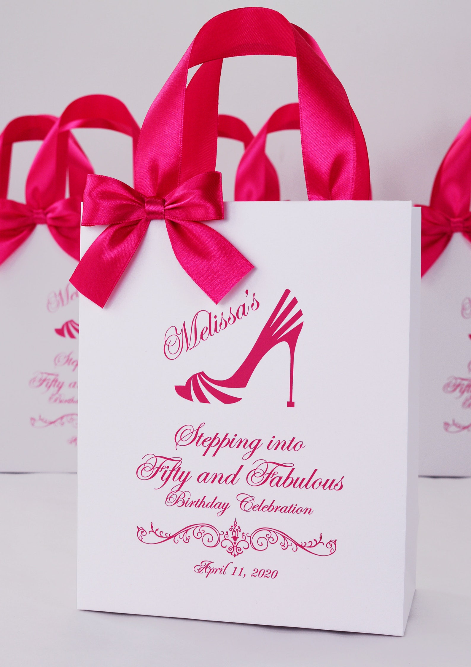 35 Fifty and Fabulous Gift Bags With Satin Ribbon Handles, Bow and Yuor ...