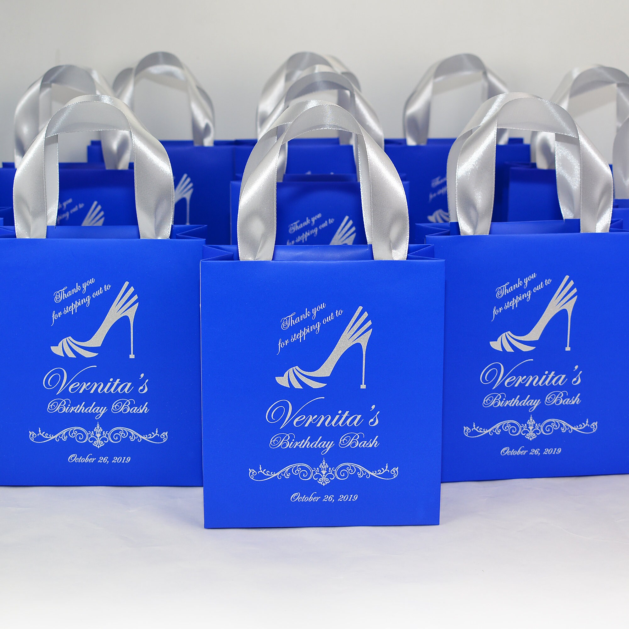 25 Elegant Birthday Party Favor Bags With Satin Ribbon Handles and Your ...