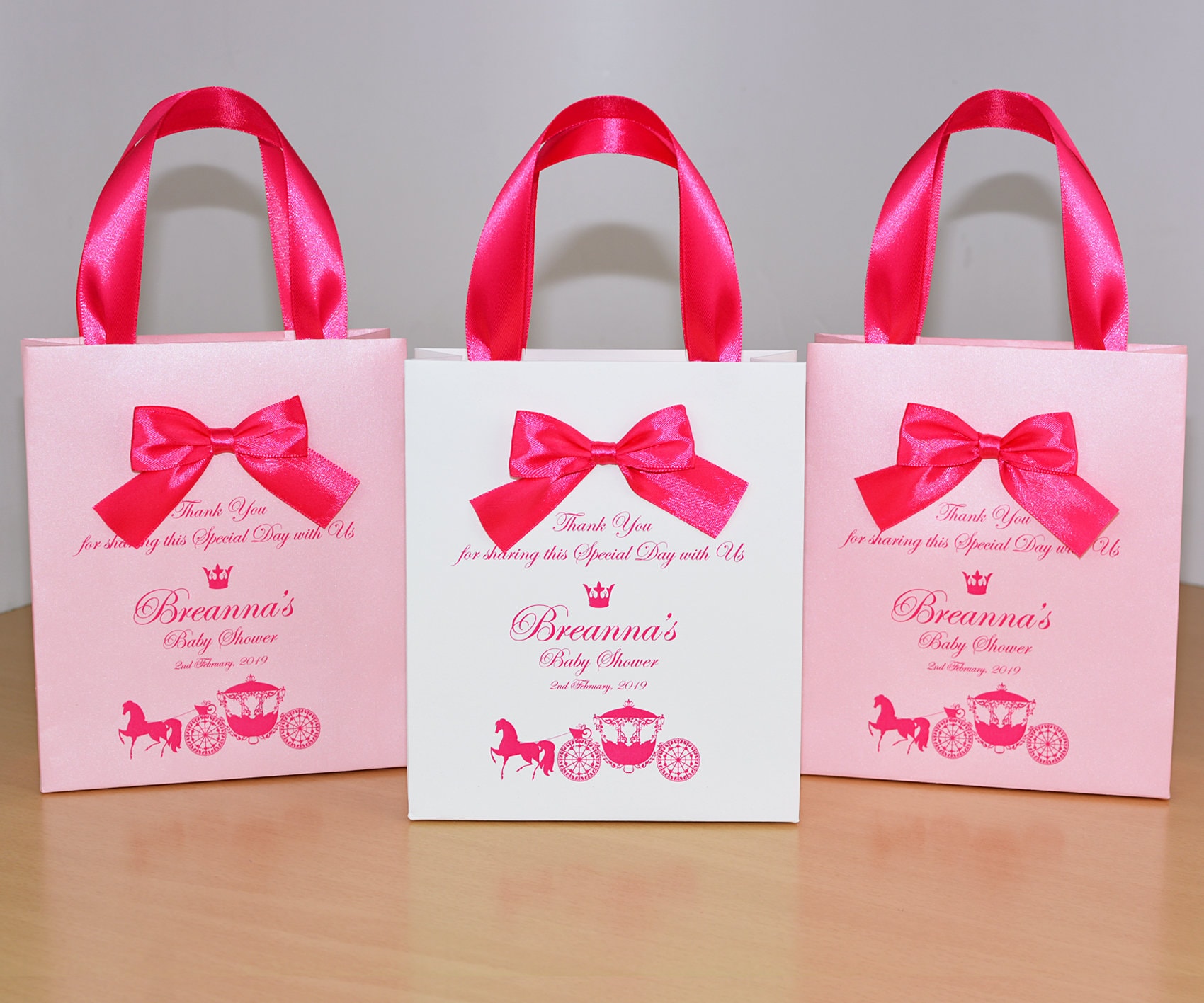 Baby Shower Party Favor Bags, Elegant Welcome Bag With Bow and Your ...