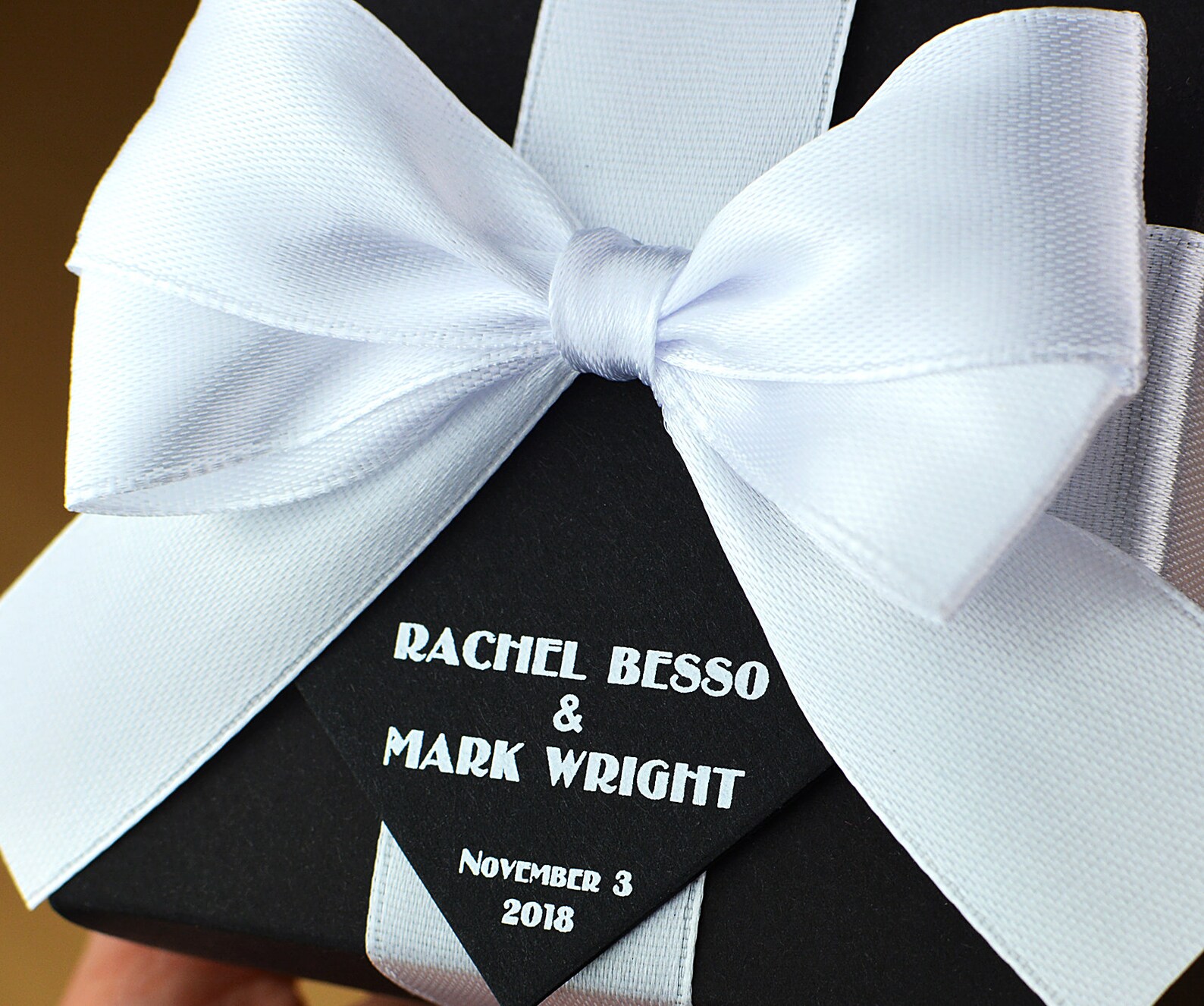 35 Black & White Wedding Favor Gift Box With Satin Ribbon Bow | Etsy