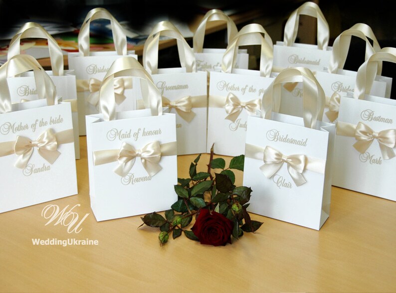 Chic Champagne Gift Bags - Bridal Party Personalized Bag With Name ...