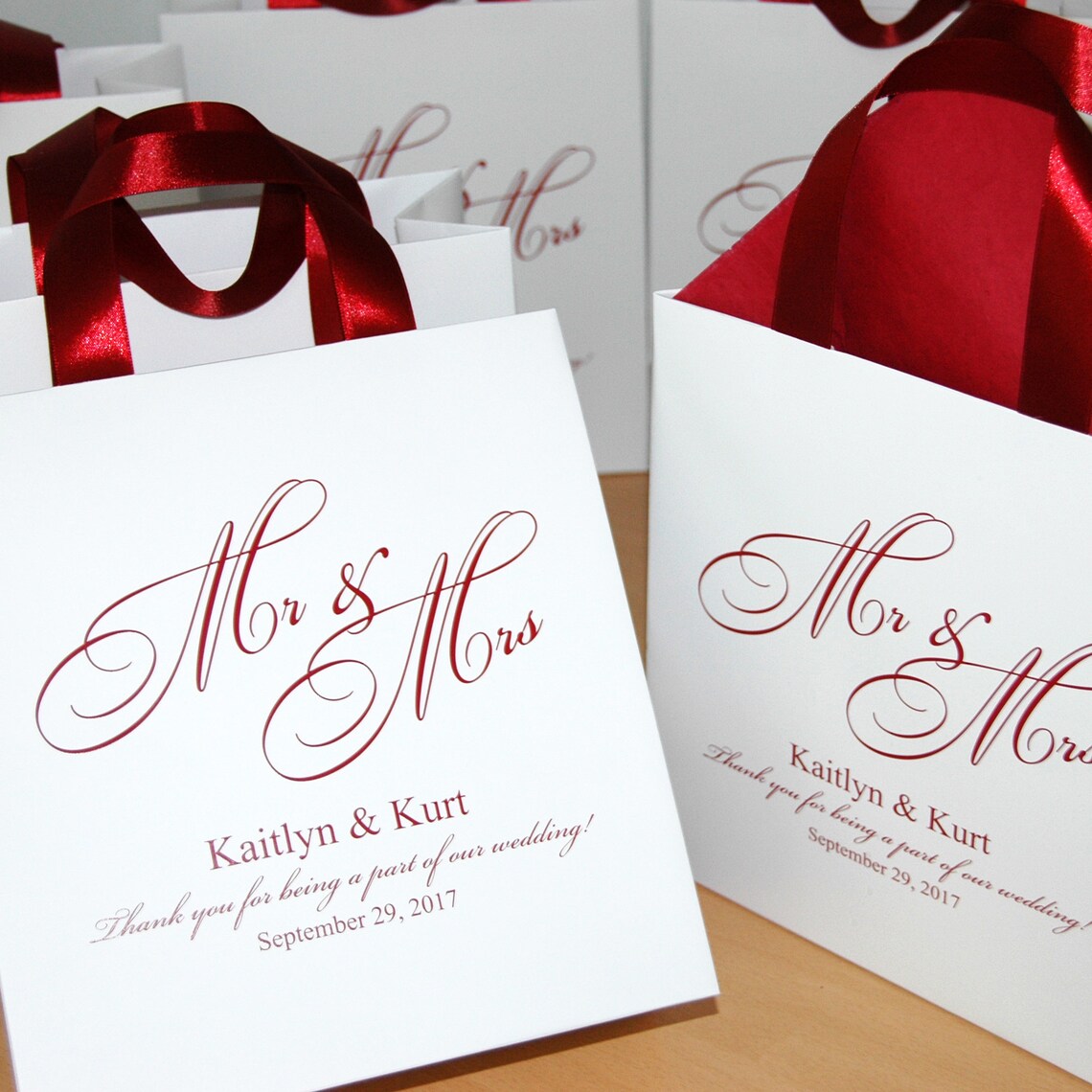 25 Wedding Welcome Bags With Satin Ribbon Handles and Your | Etsy