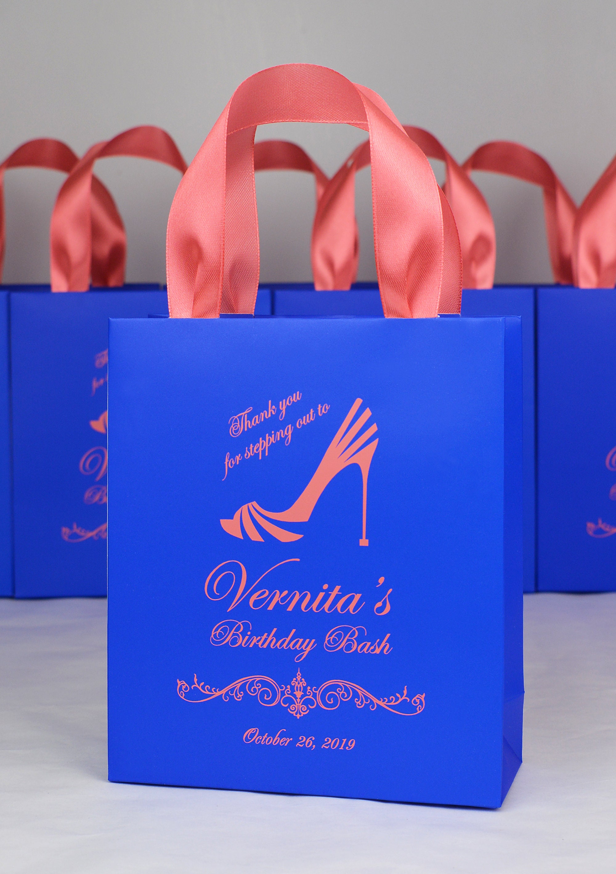 25 Elegant Birthday Party Favor Bags With Satin Ribbon Handles and Your ...
