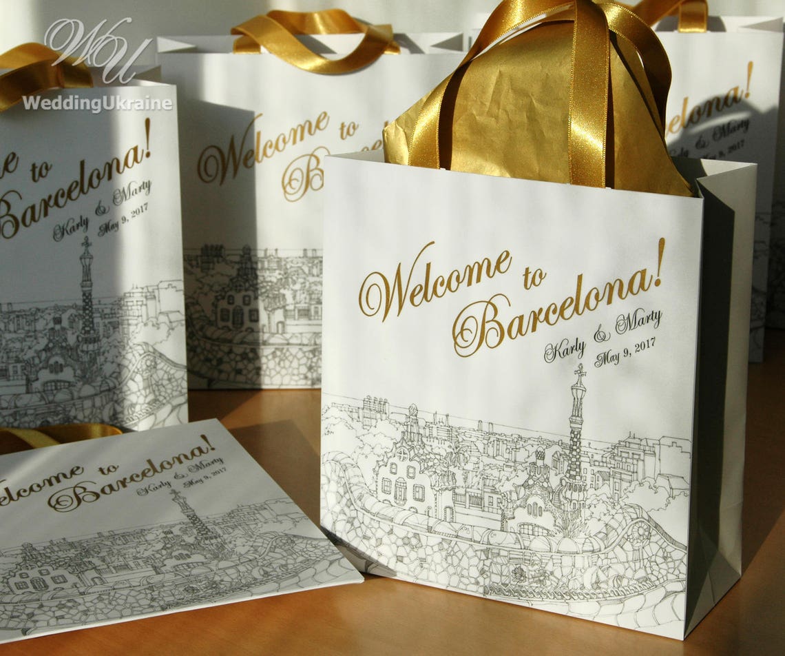 30 Welcome Bags for Guests With Gold Satin Ribbon Handles and | Etsy