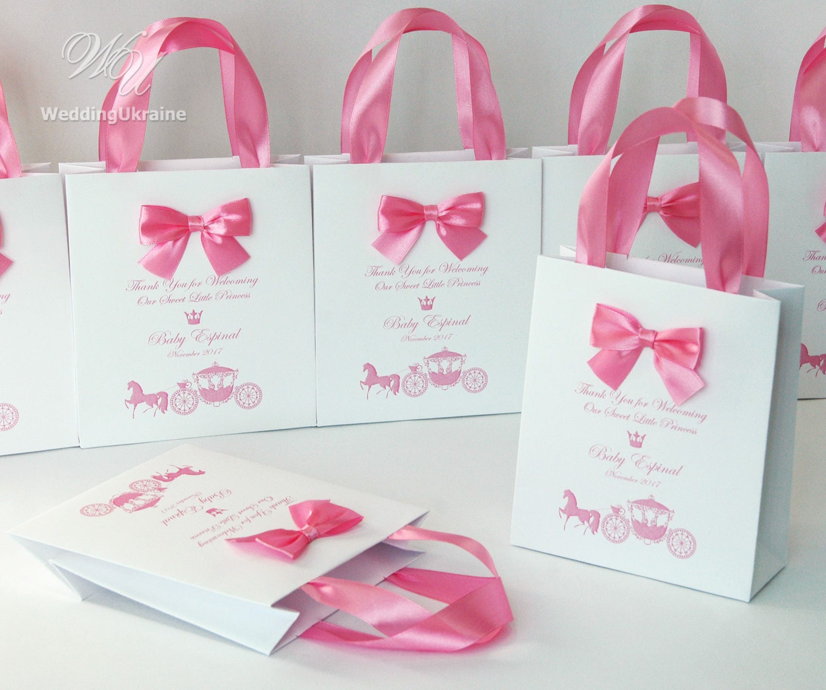 Baby Shower Party Favor Bags, Elegant Welcome Bag With Bow and Your ...