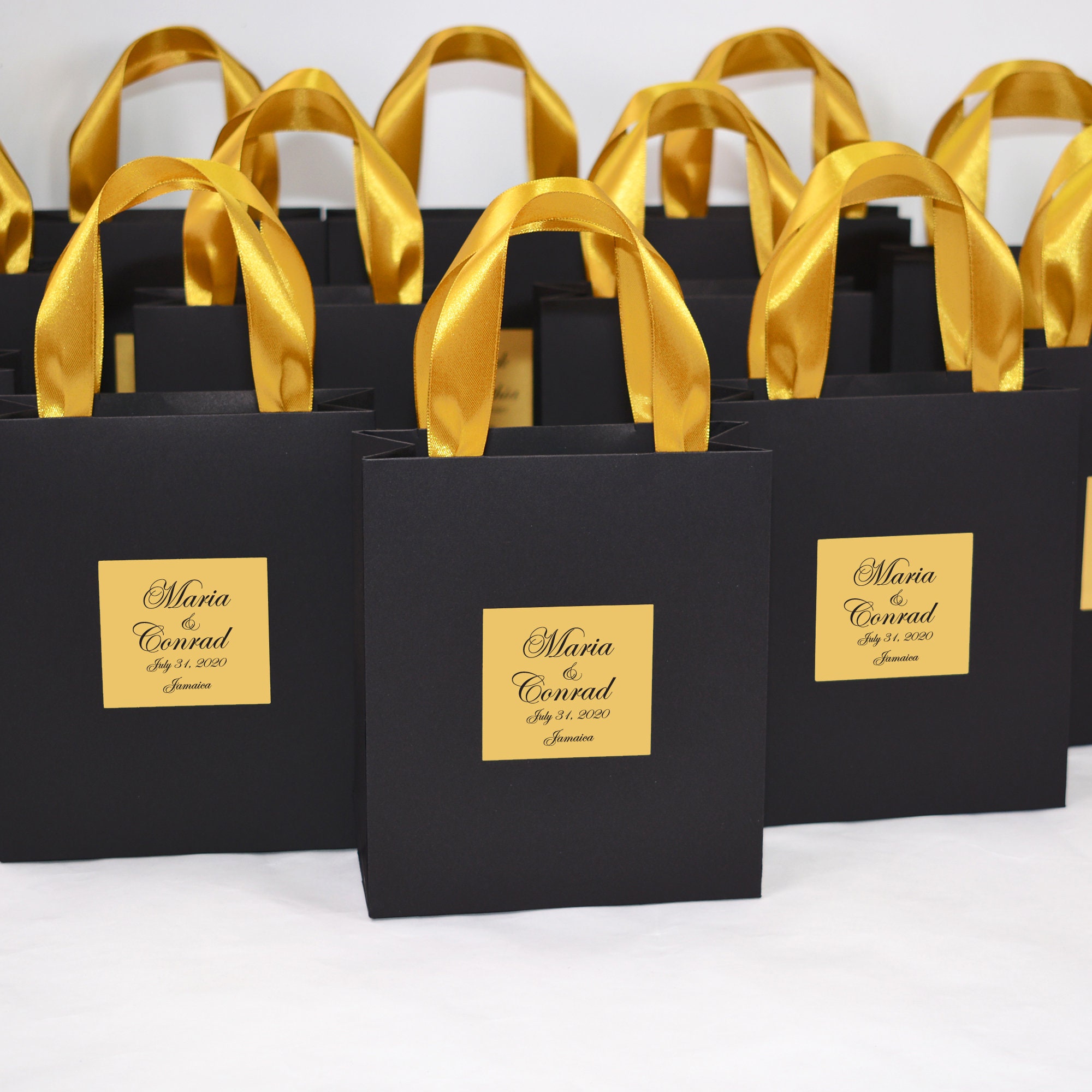 Elegant Wedding Welcome Bag With Satin Ribbon Handles and | Etsy