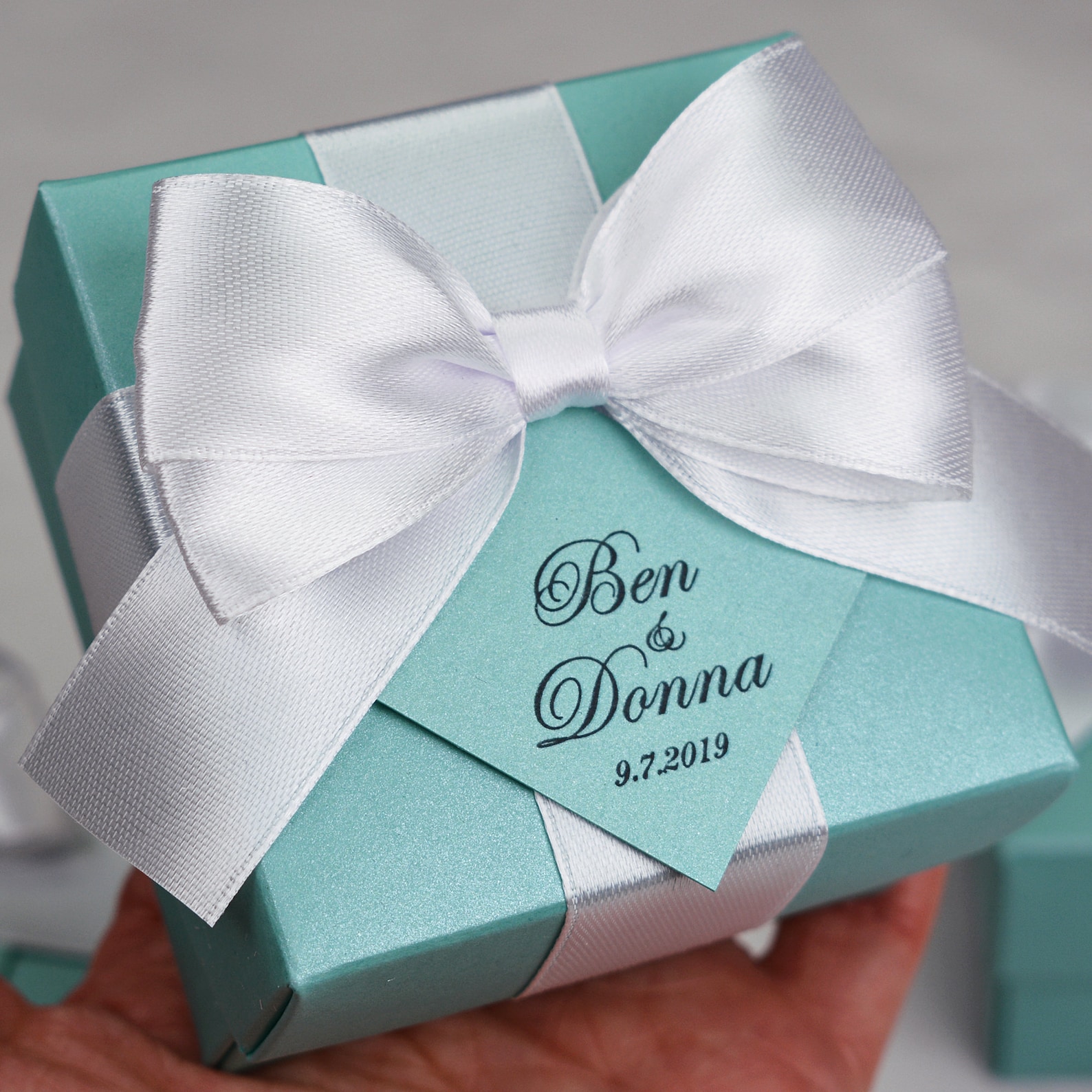 Wedding Favor Boxes With Satin Ribbon Bow and Your Names - Etsy