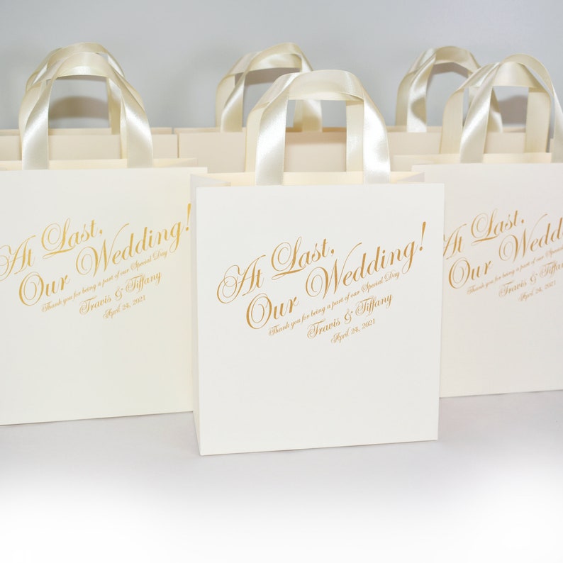 30 at Last Our Wedding Welcome Bags With Satin Ribbon Handles - Etsy
