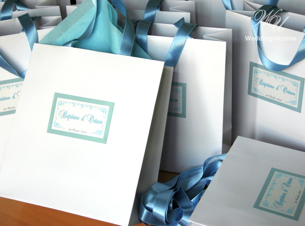 Personalized Paper Bag With Satin Ribbon and Tag White and | Etsy