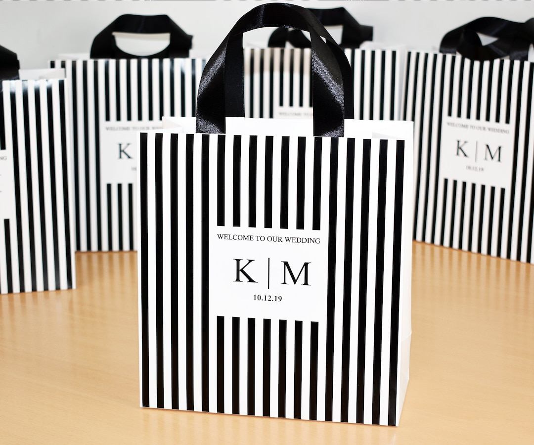 30 Personalized Wedding Welcome Bags With Satin Ribbon Handles and ...