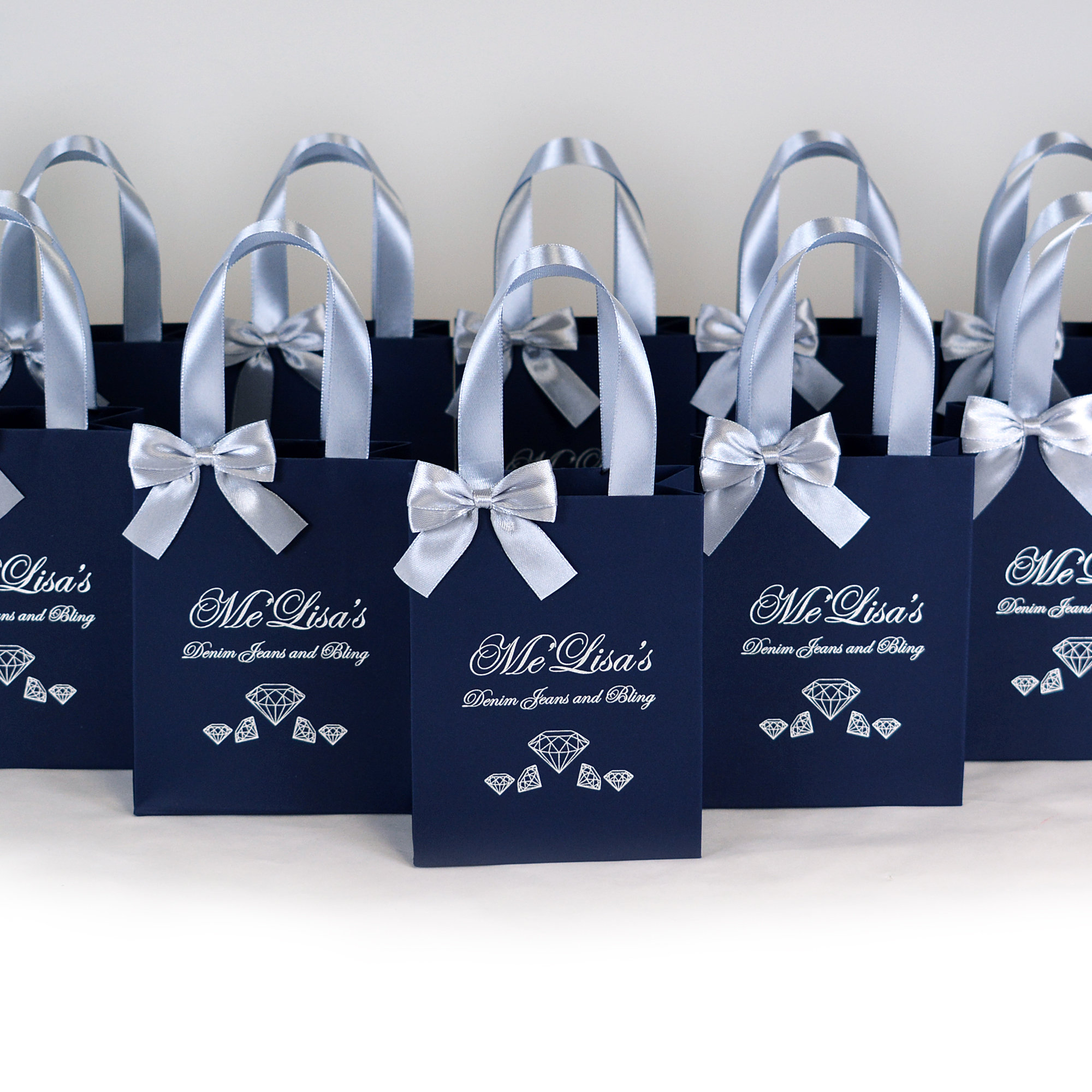 25 Denim Jeans & Bling Party Gift Bags With Satin Ribbon Handles, Bow ...