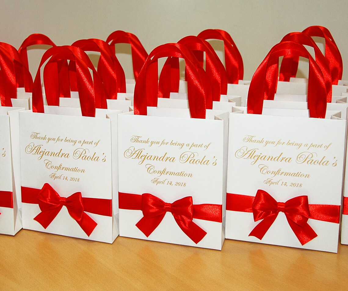 25 Confirmation Bags With Satin Ribbon Bow and Your Name - Etsy
