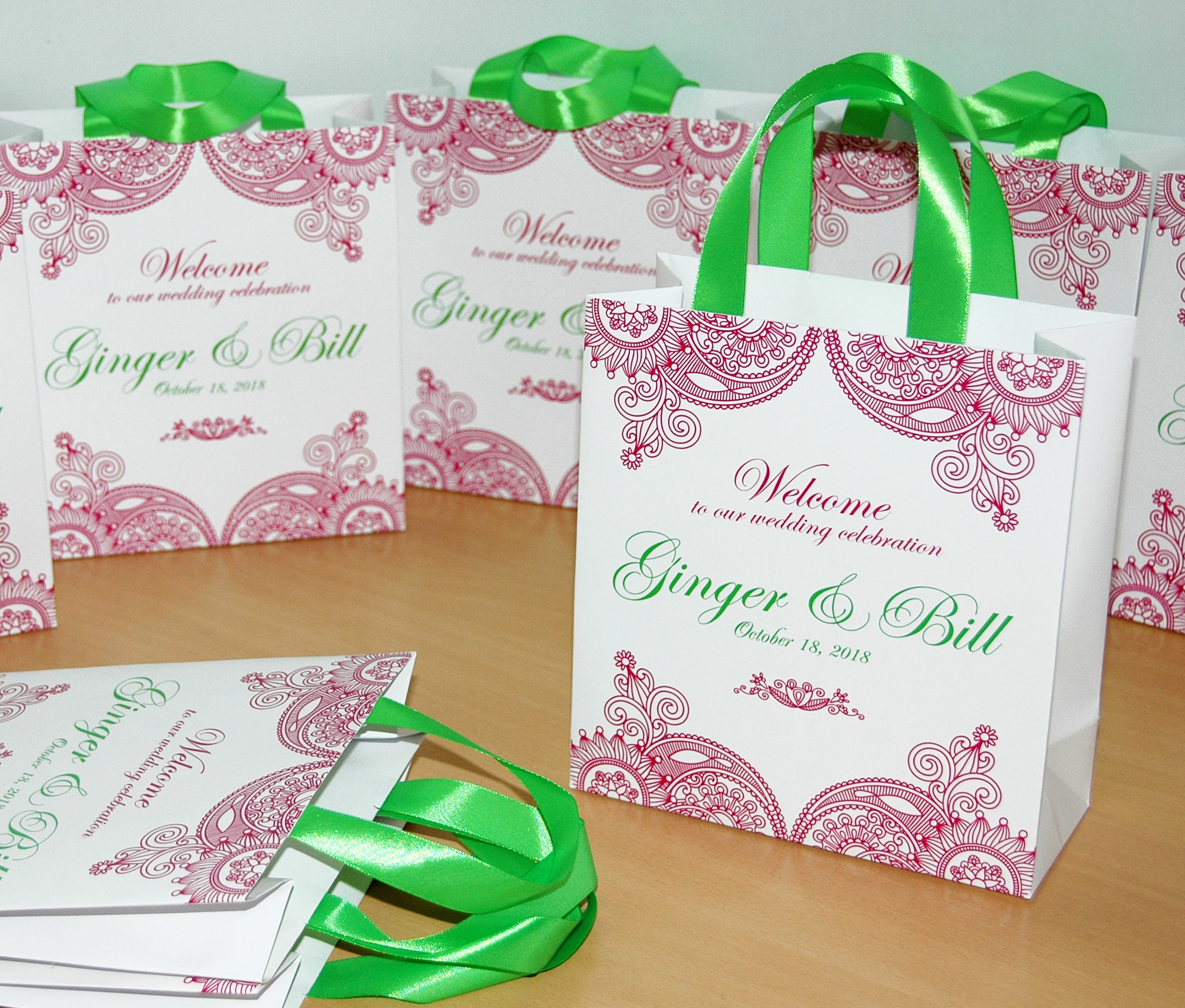 30 Wedding Welcome Bags for guests with satin ribbon handles | Etsy