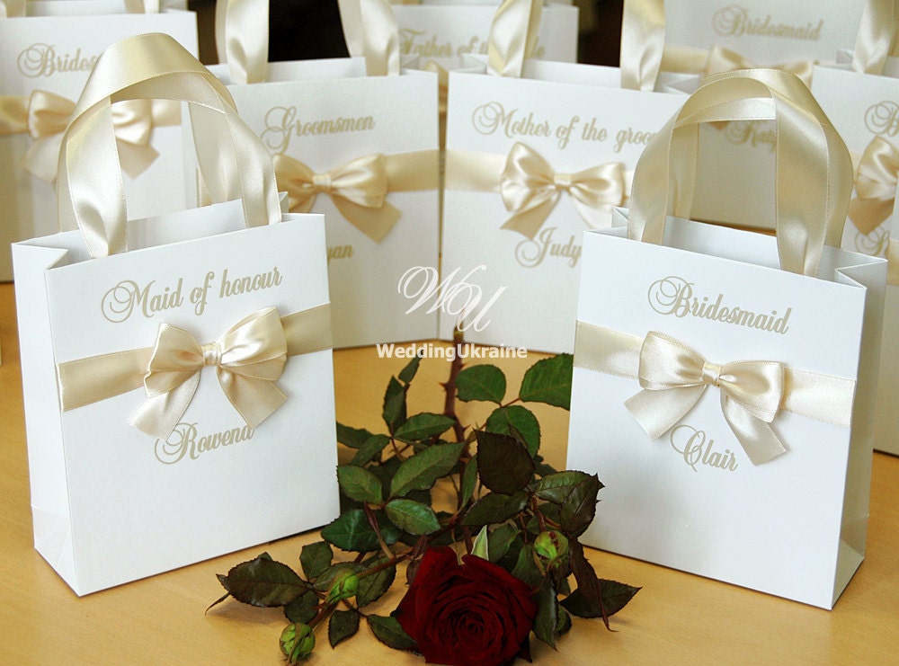 Chic Champagne Gift Bags - Bridal Party Personalized Bag With Name ...