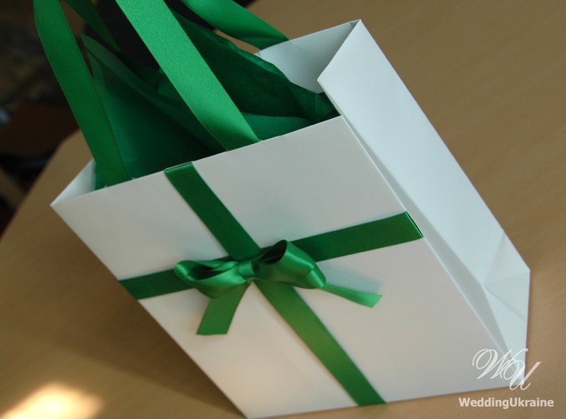 Elegant Holiday Gift Bag with satin ribbon and bow Any color | Etsy