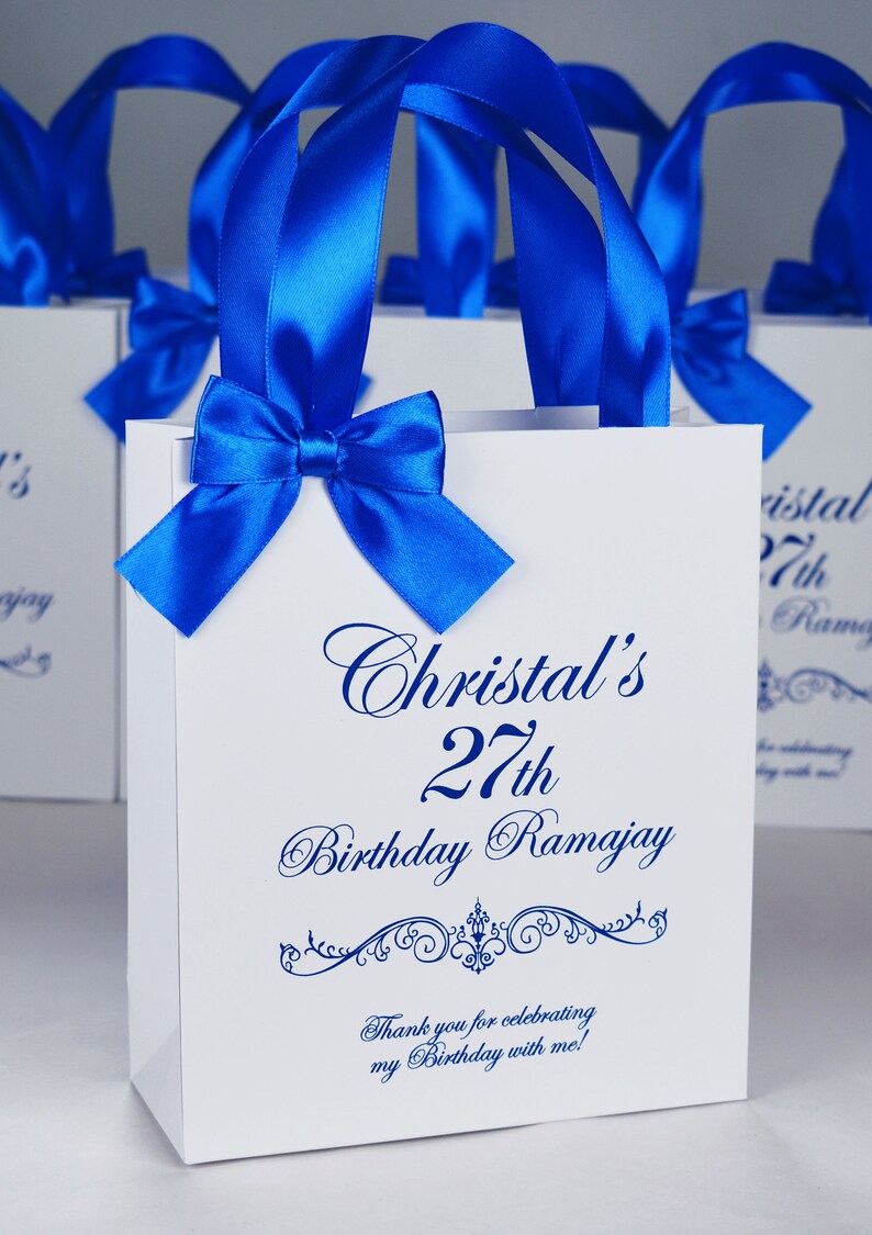 30 Birthday Bags With Royal Blue Satin Ribbon Handles, Bow and Your ...