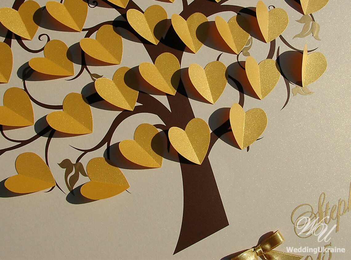 Gold Wedding Guest Book Ideas Personalized Wedding Tree - Etsy