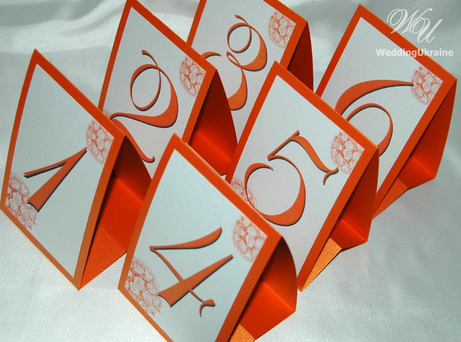 Orange Wedding Table Numbers - Tented Wedding Table Number Signs ...