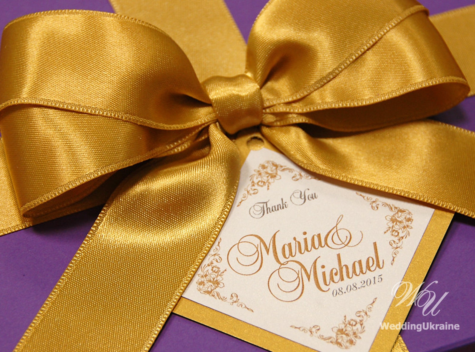 Purple and Gold Wedding Favor Boxes - Elegant Personalized Favor Gift ...
