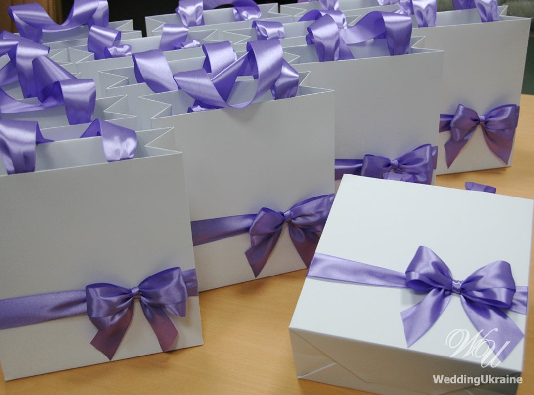 20 Gift Paper Bags With Satin Ribbon Handles and Big Bow - Elegant ...