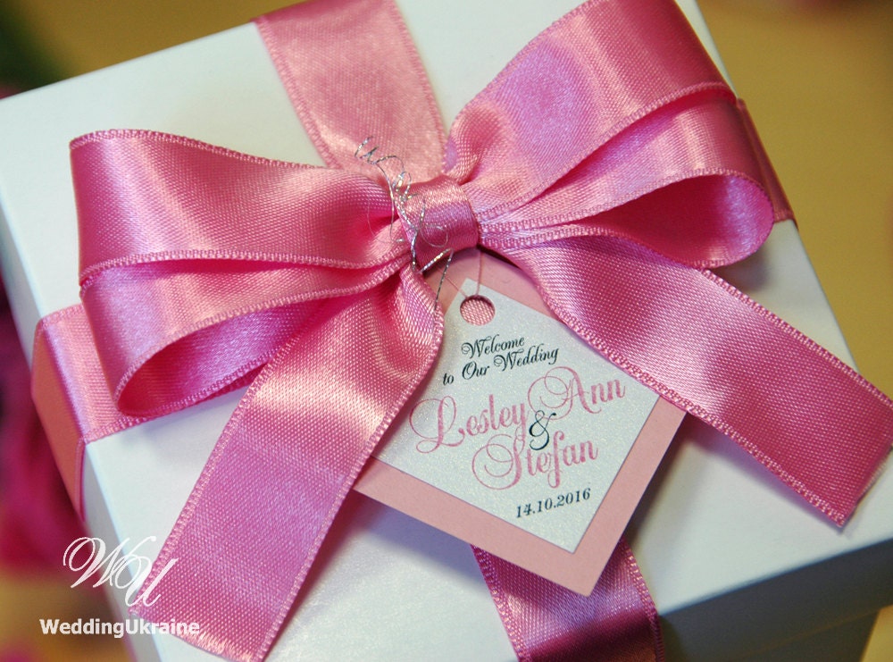 Elegant Wedding Box with Rose Pink satin ribbon bow and | Etsy