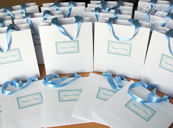 Personalized Paper Bag With Satin Ribbon and Tag White and | Etsy
