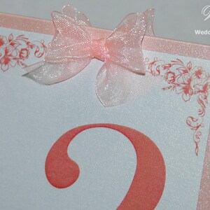 Wedding Table Numbers With Bow - Elegant Blush Wedding Party Table ...