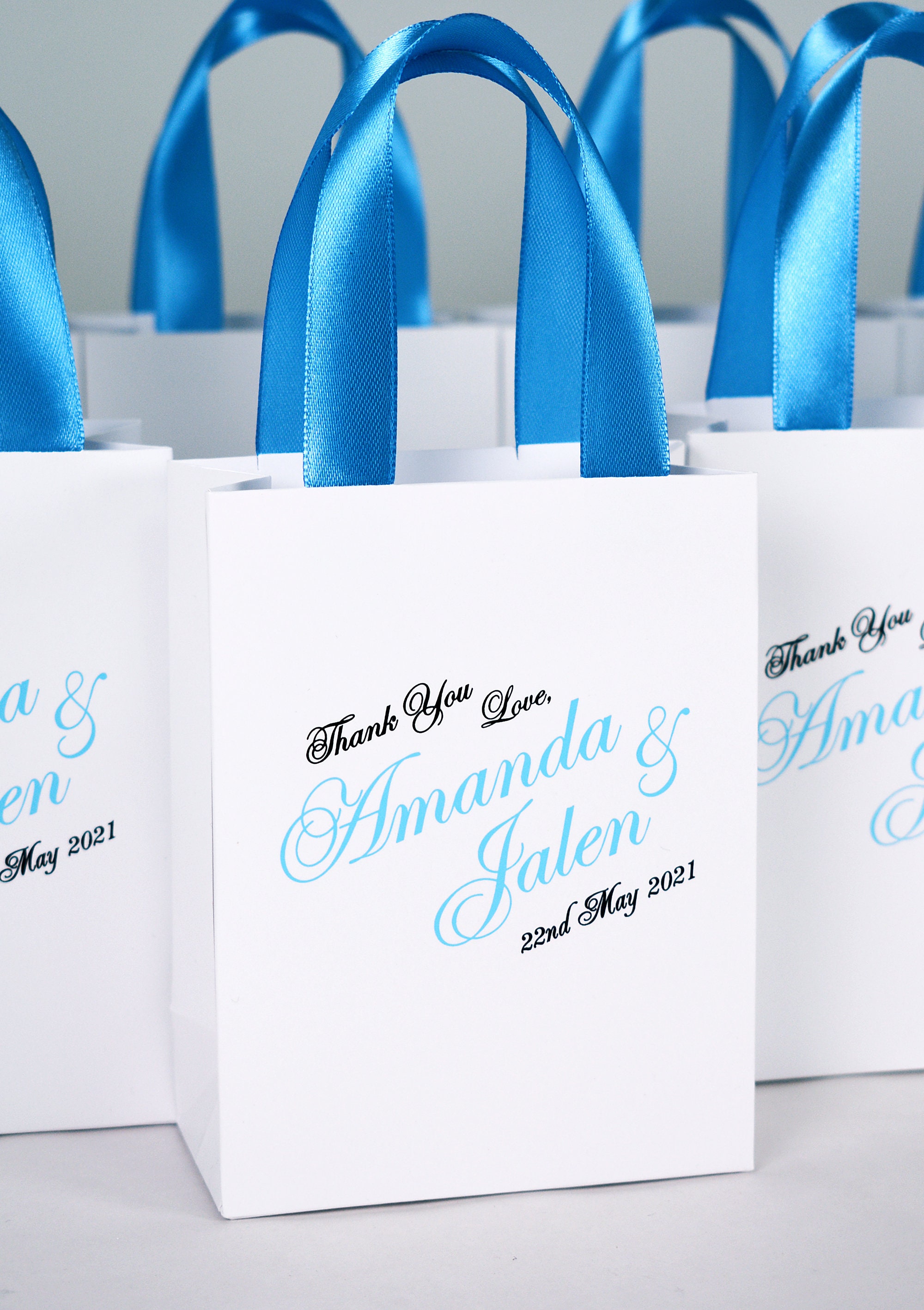 25 Elegant Wedding Welcome Bags With Satin Ribbon Handles and Your ...