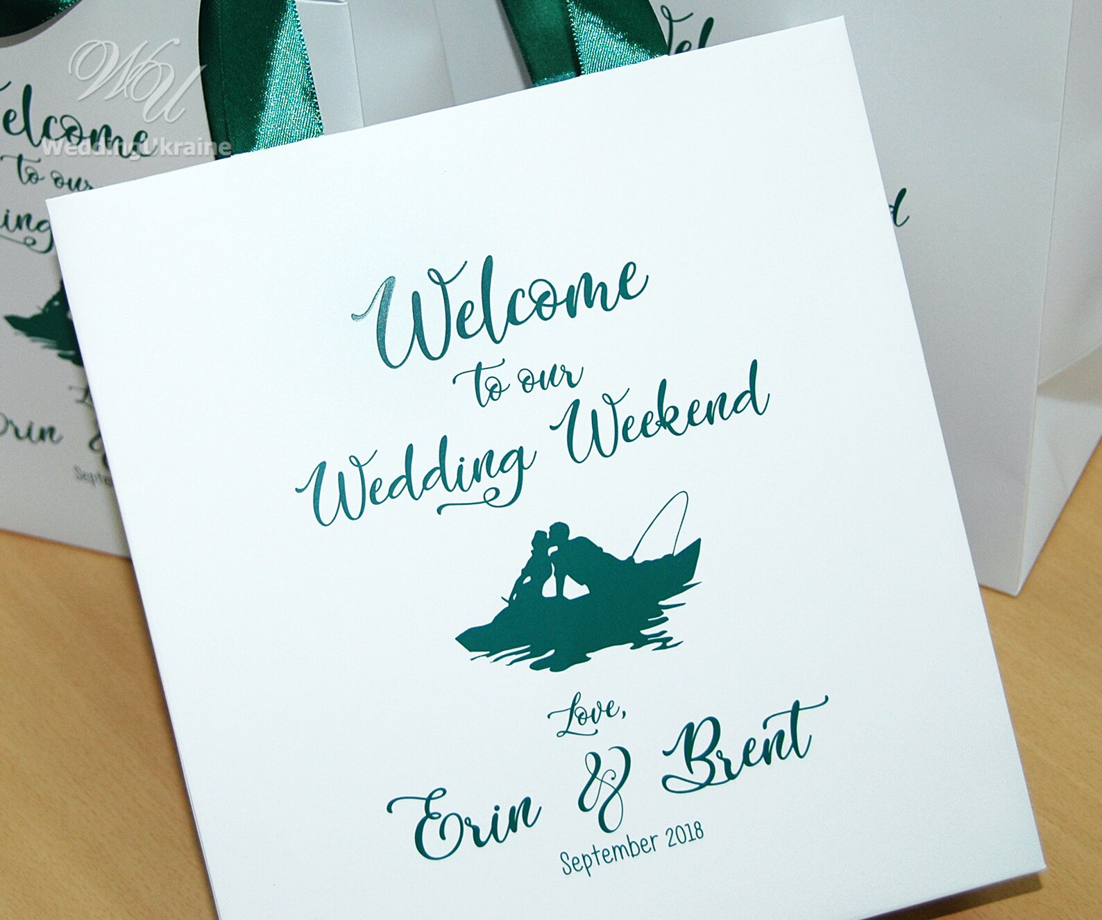 30 Wedding Weekend Welcome Bags with Emerald Green satin | Etsy