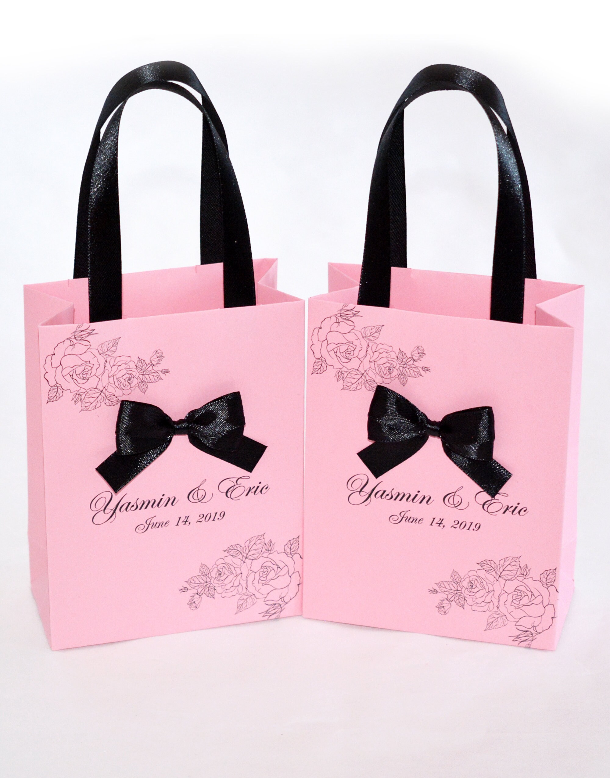 25 Elegant Wedding Welcome bags with satin ribbon handles bow | Etsy