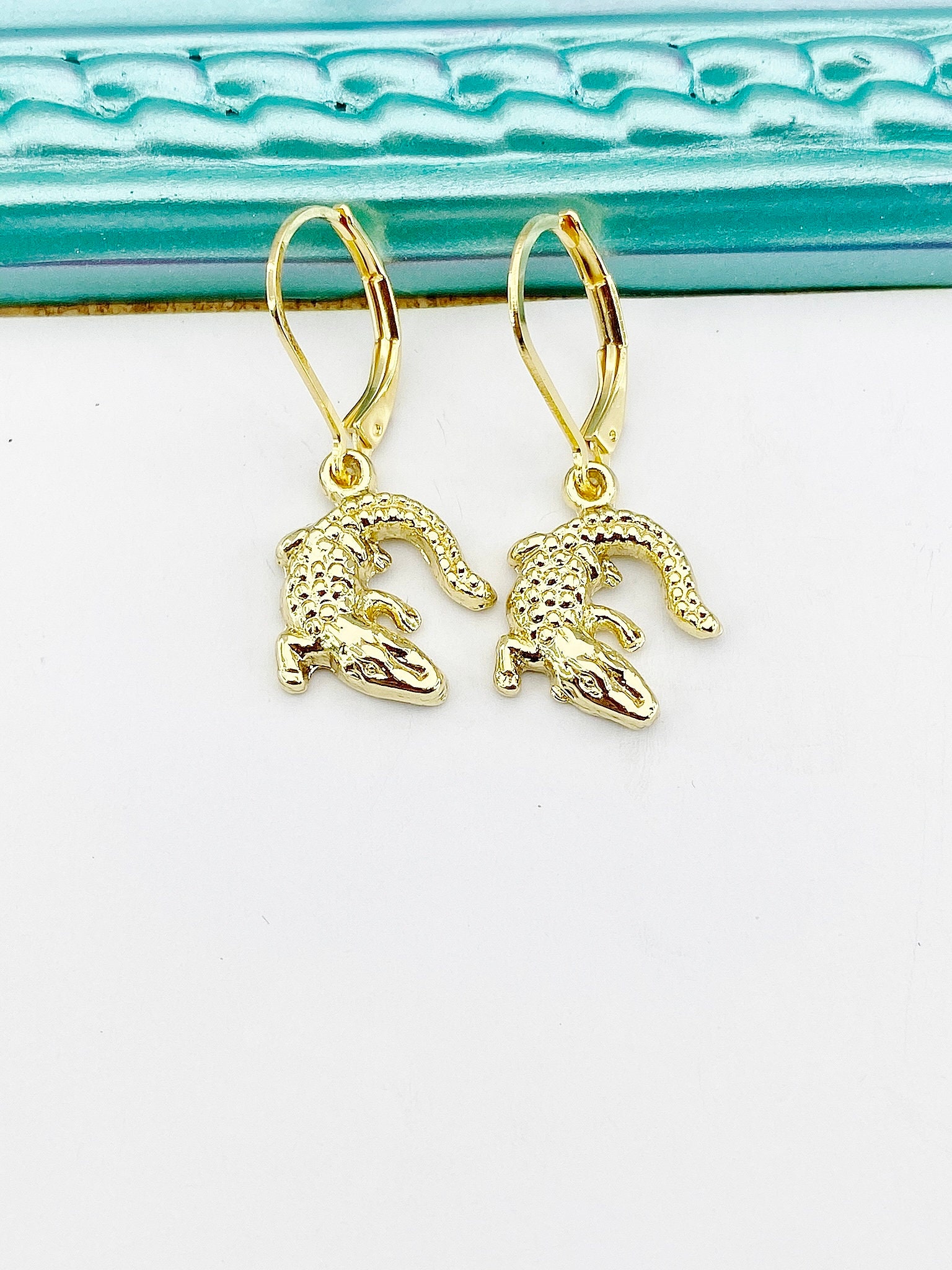 Gold Crocodile Earrings Alligator Earrings Hypoallergenic | Etsy