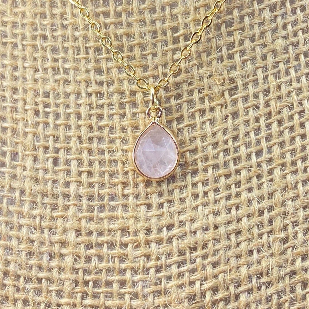 Rose Quartz or Strawberry Quartz Necklace, Gemstone Jewelry, Real 18K ...