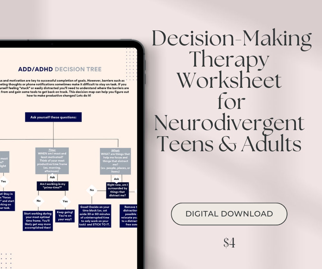 Decision Making Therapy Worksheet for Neurodivergent/adhd Teens and ...