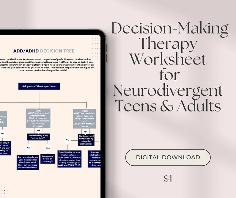 Decision Making Therapy Worksheet for Neurodivergent/adhd Teens and ...