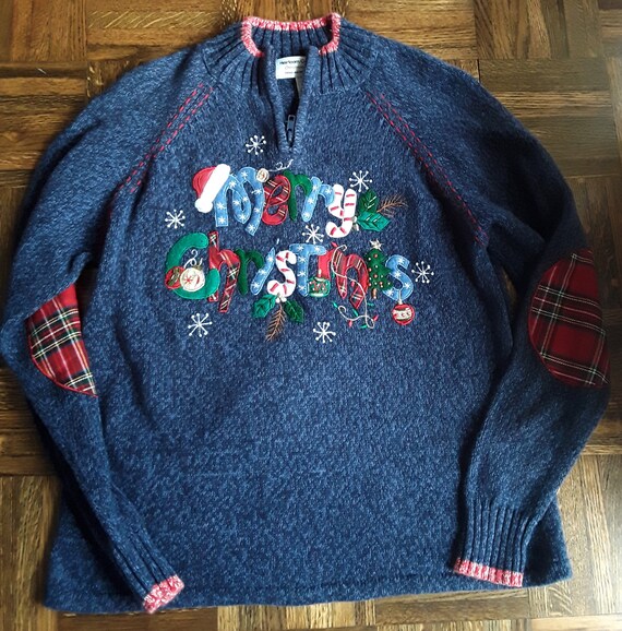 Blue "Merry Christmas" Letters Sweater by Heirloom Co… - Gem