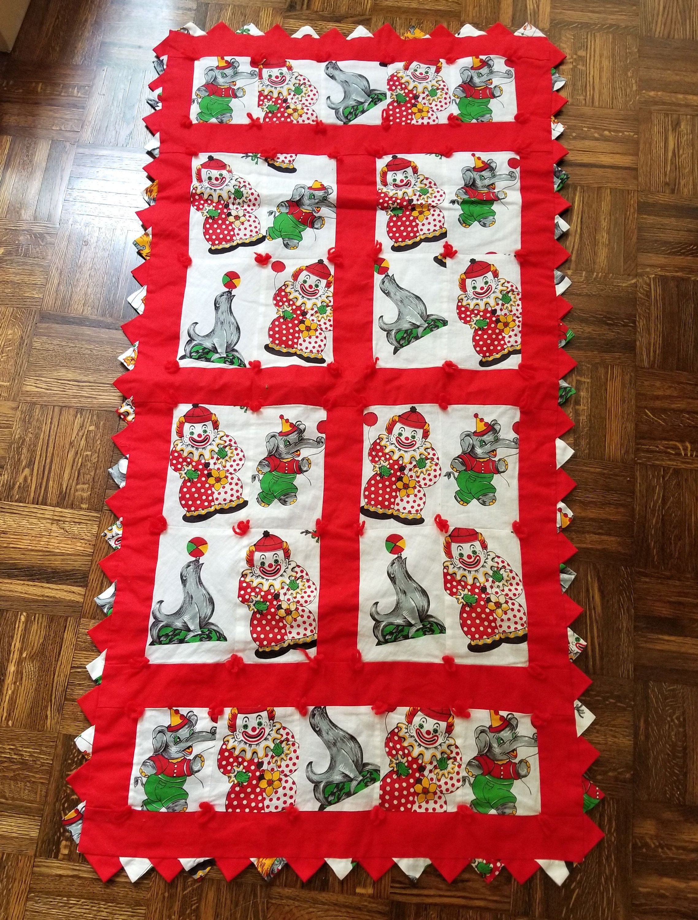 Circus Clown Themed Three-Piece Quilt Set with Two Blankets | Etsy