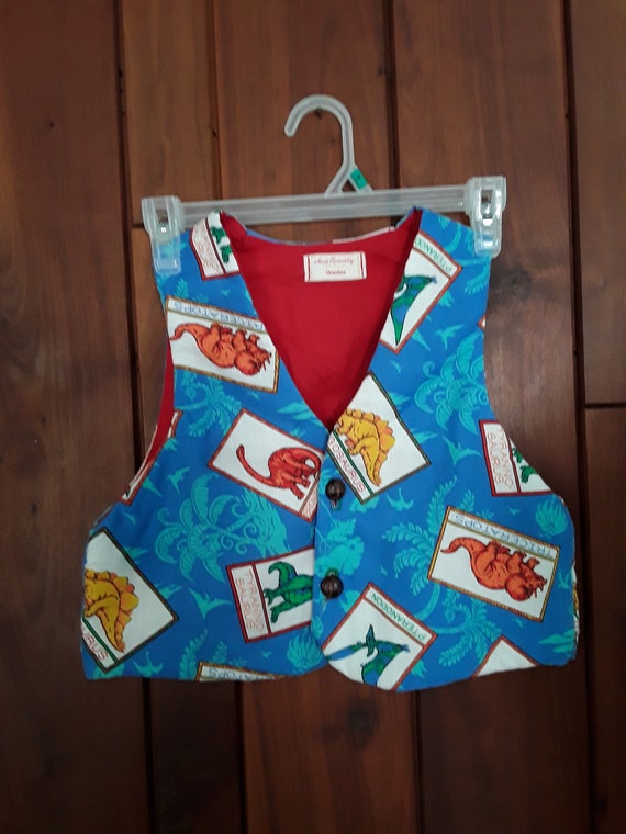 Set of Two Kids' Dinosaur Vests - Handmade by Grandma - Gem