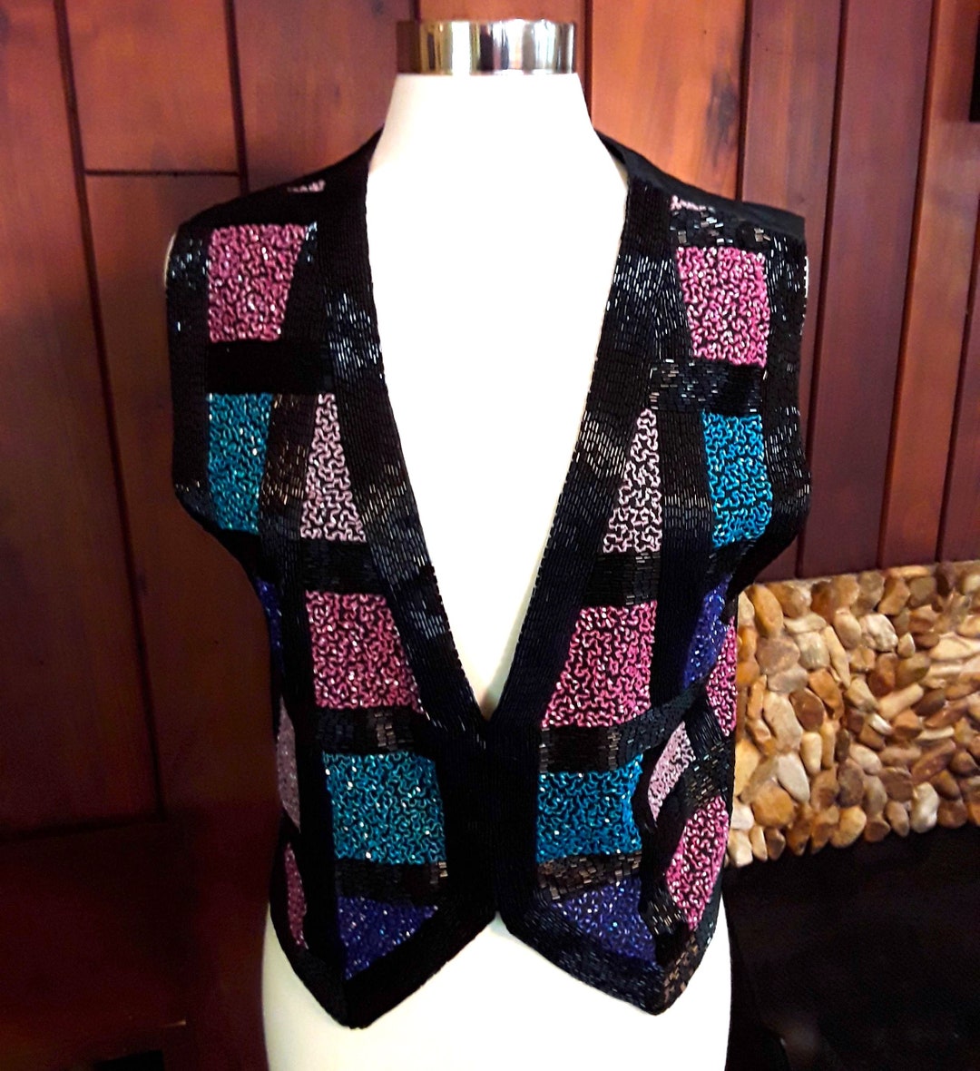 Heavily Beaded Squares Vest by Candlelight by Jainson's International ...